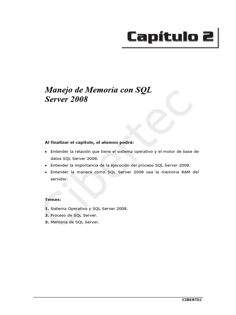 Capitulo 2 - Manejo de Memoria Con SQL Server 2008 | PDF | Servidor SQL de Microsoft ...