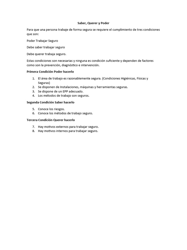 Saber, Querer y Poder Trabajar Seguro | PDF | Derecho