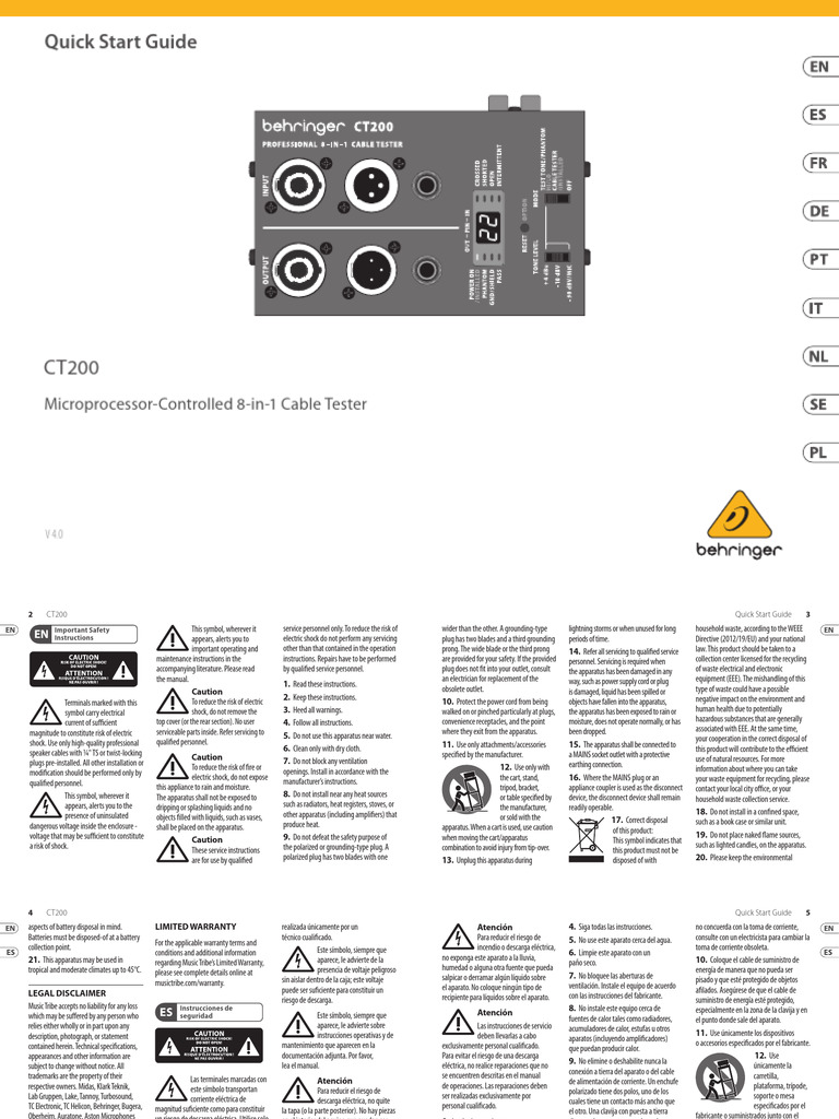 Behringer ct200 | PDF | Ac Power Plugs And Sockets | Electricity