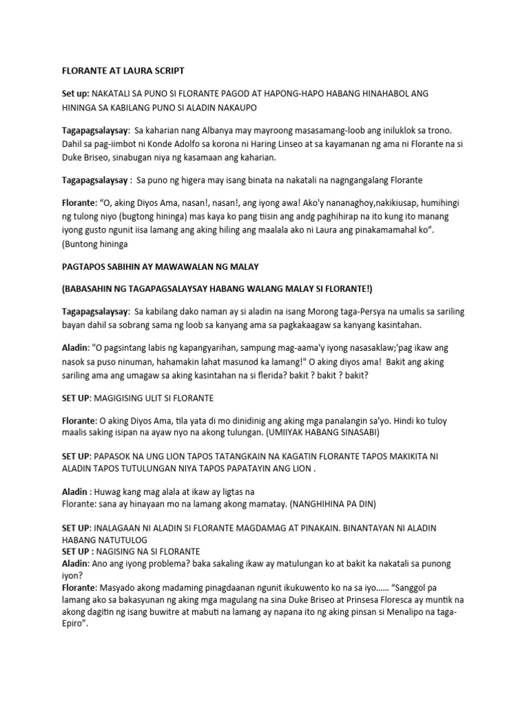 Florante at Laura Script | PDF