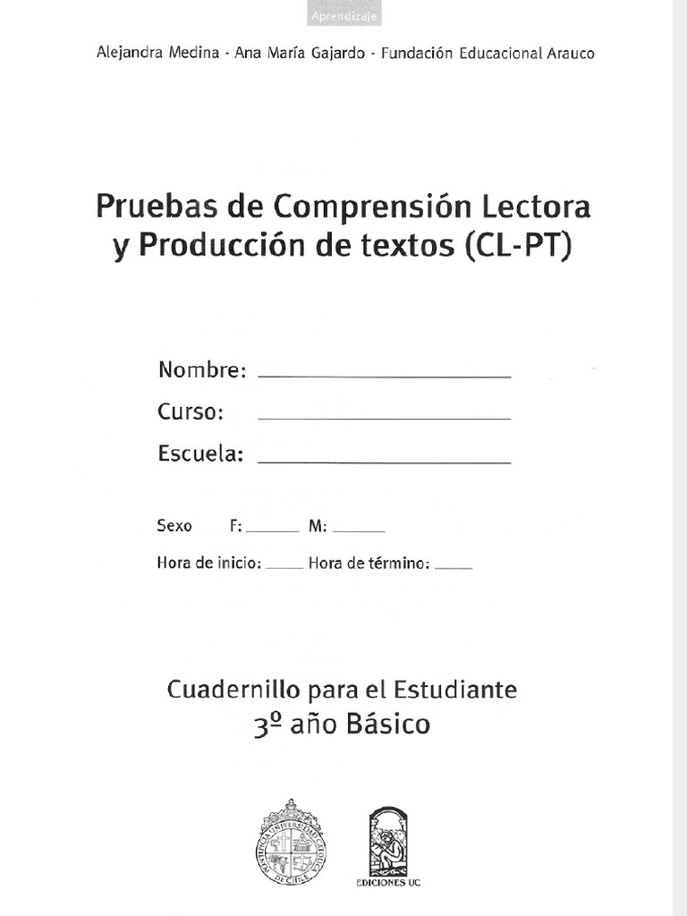 Cuadernillo CLPT 3°basico | PDF