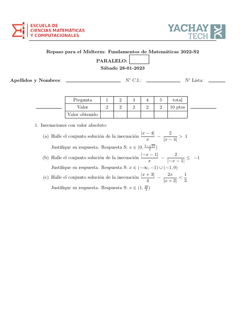 Repaso Midterm | PDF | Matemáticas | Matemática Elemental