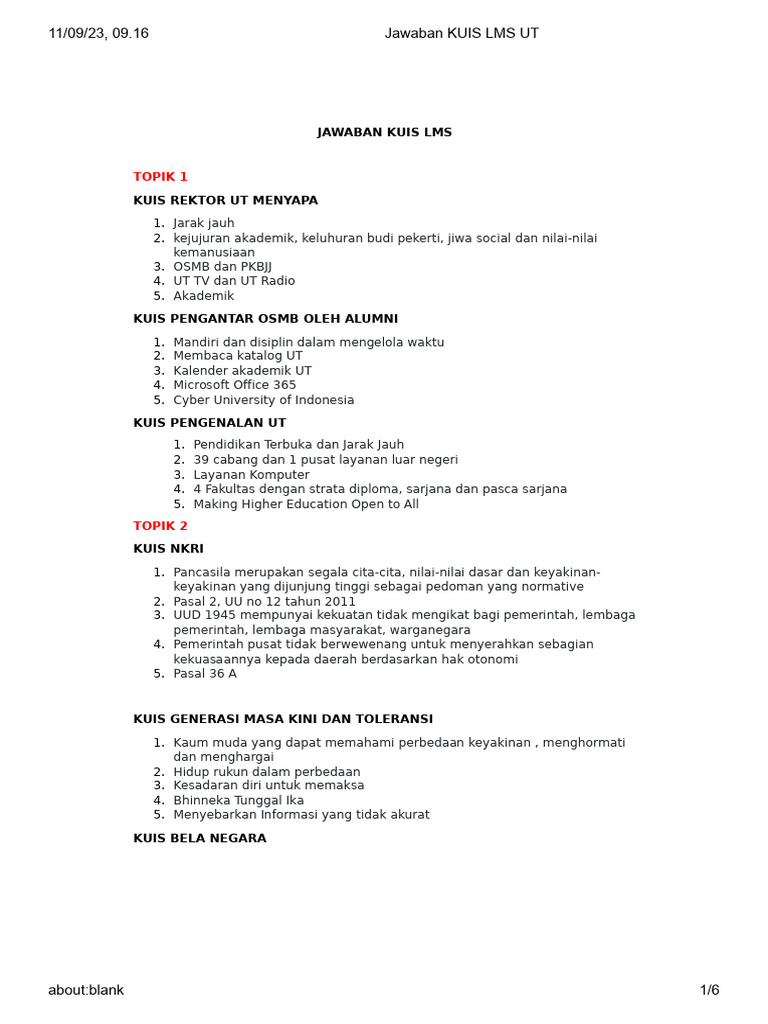 Jawaban KUIS LMS UT | PDF