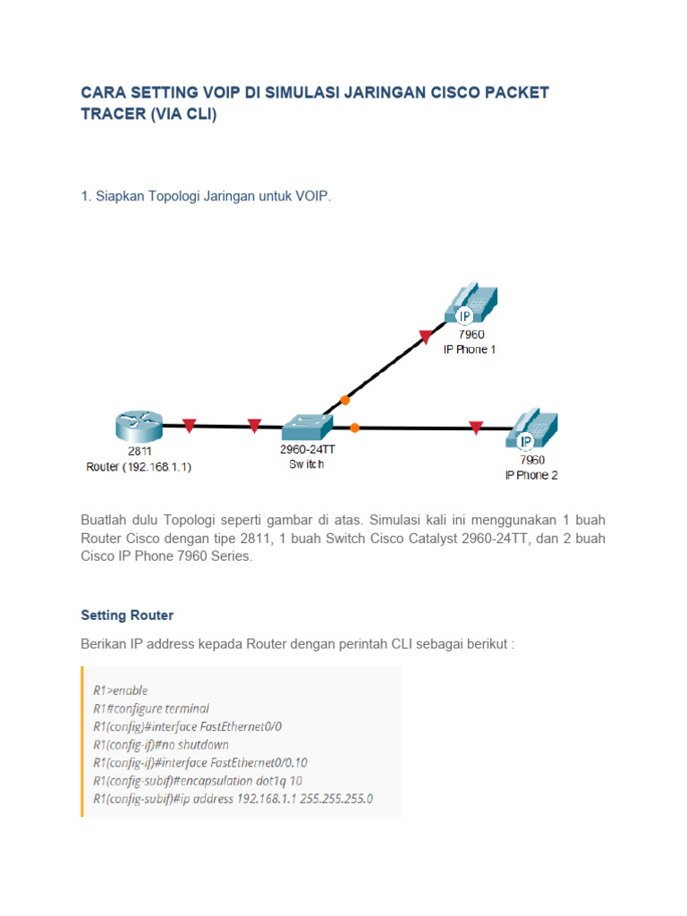 Cara Setting Voip Di Simulasi Jaringan Cisco Packet Tracer | PDF