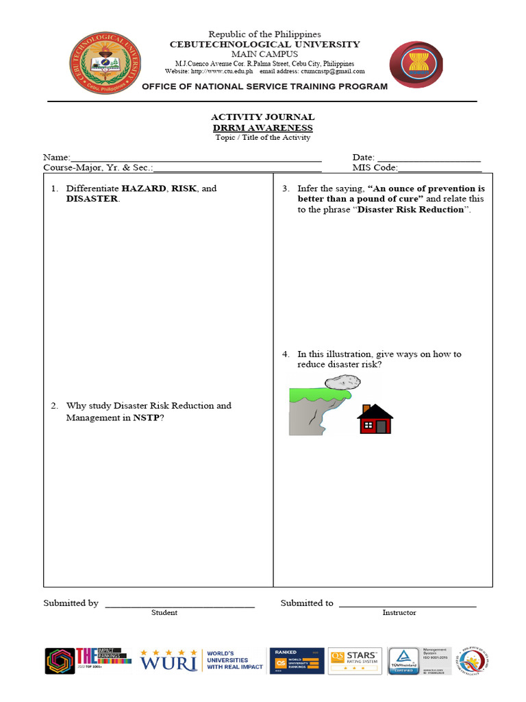 1st 2023 24 Activity Journal DRRM | PDF | Hazards | Safety