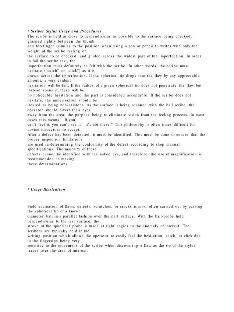 Scriber Stylus Usage and Procedures - 6443424 - 01 | PDF | Writing ...