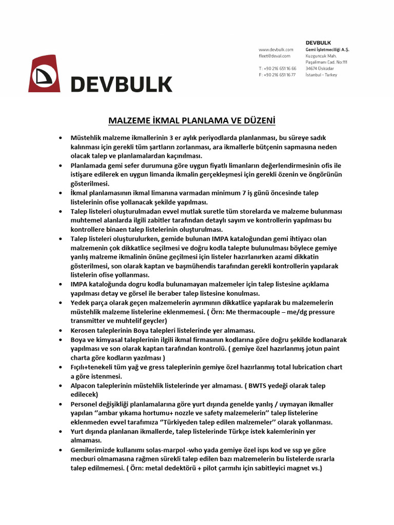 Devbulk - Malzeme Ikmal Planlama - 105243 | PDF