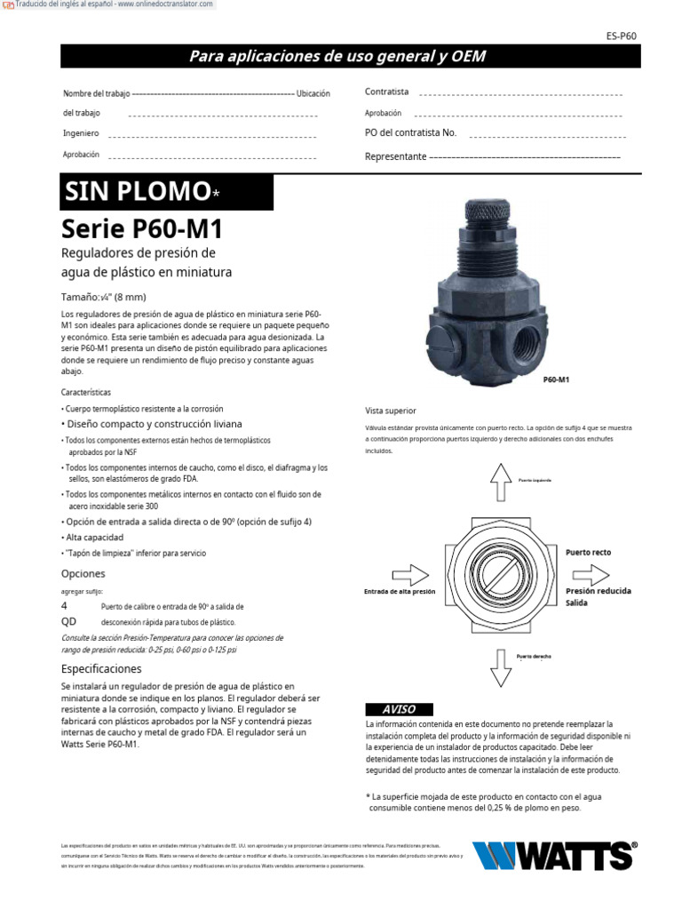 REGULADORA DE FLUJO ES-P60.en - Es | PDF | Corrosión | El plastico
