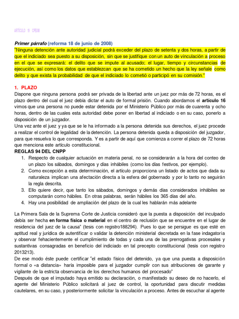 Artículo 19 Cpeum | PDF | Mandato | Estatuto de limitaciones