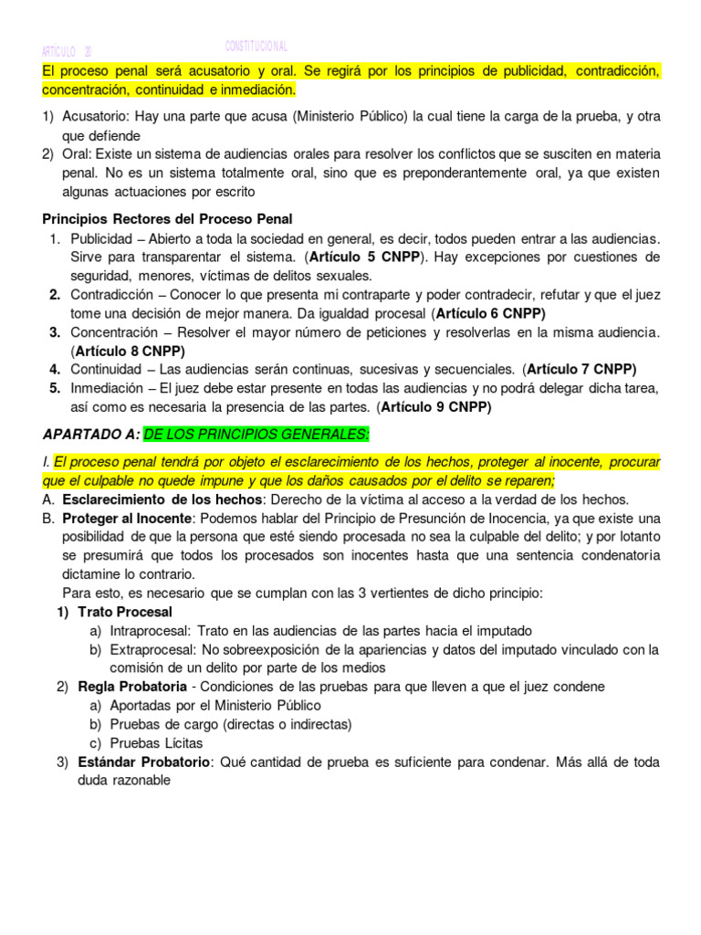 Principios del Proceso Penal Acusatorio | PDF | Evidencia (ley ...