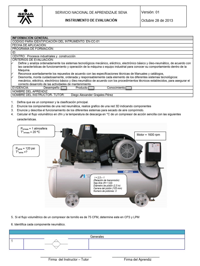 F08-6060-004 Instrumento de Evaluación Evidencia de Conocimiento - Electroneumatica | PDF ...
