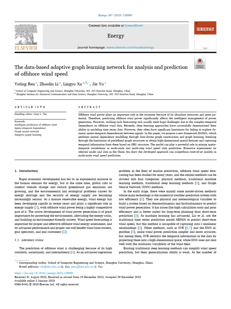 The Data Based Adaptive Graph Learning Network For Analysis and PR - 2023 - Ener | PDF | Applied ...