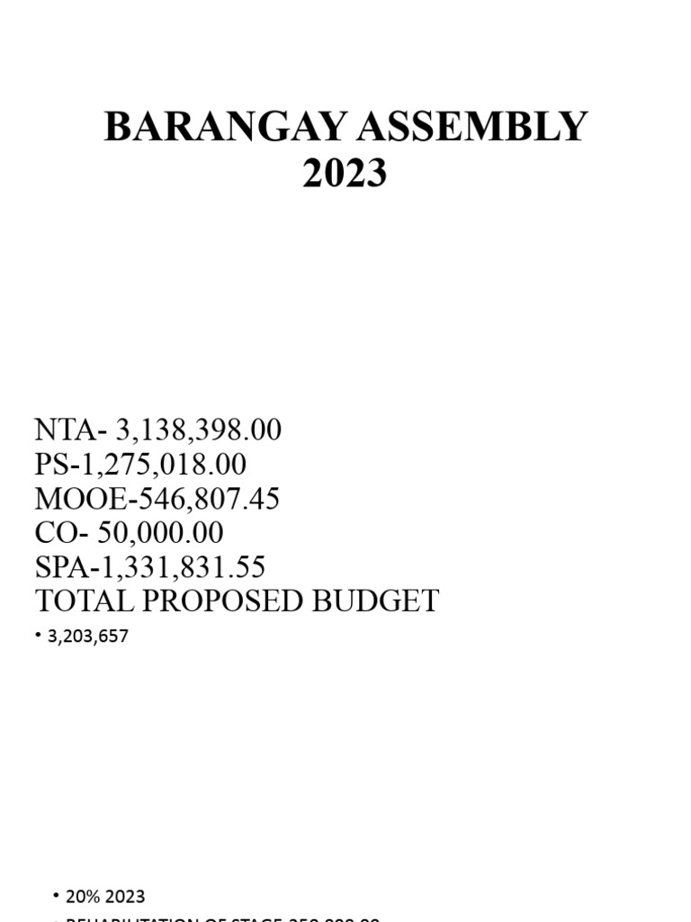 Barangay Assembly 2023 Power Point | PDF