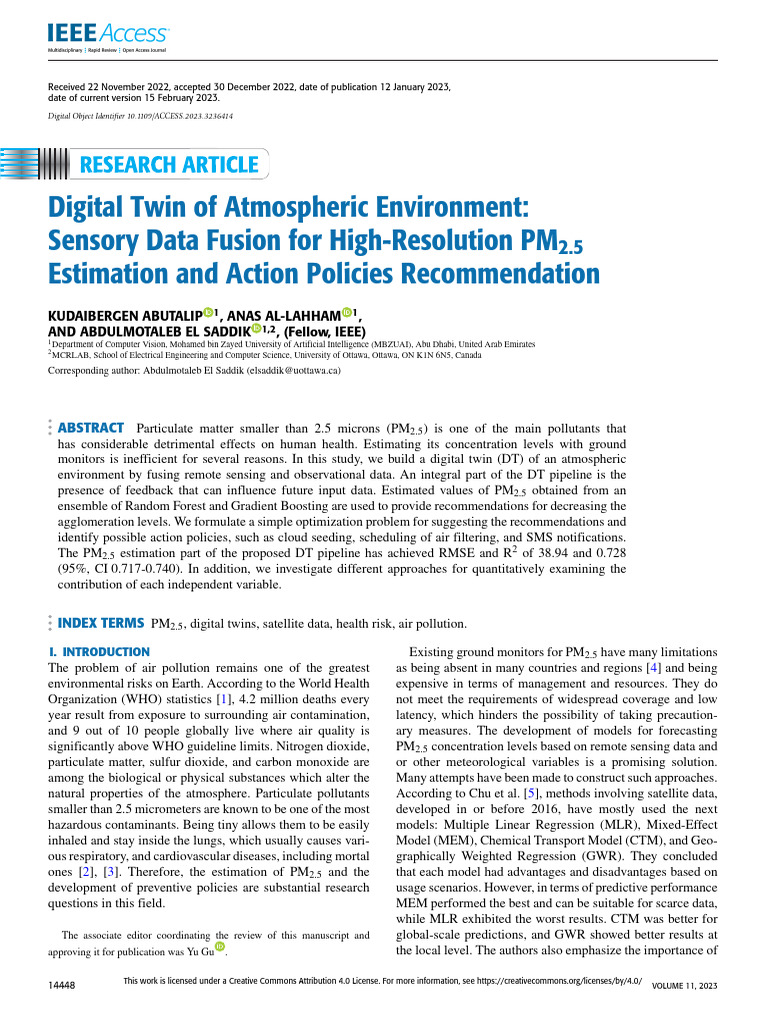 Digital Twin of Atmospheric Environment Sensory Data Fusion For High-Resolution PM2.5 Estimation ...