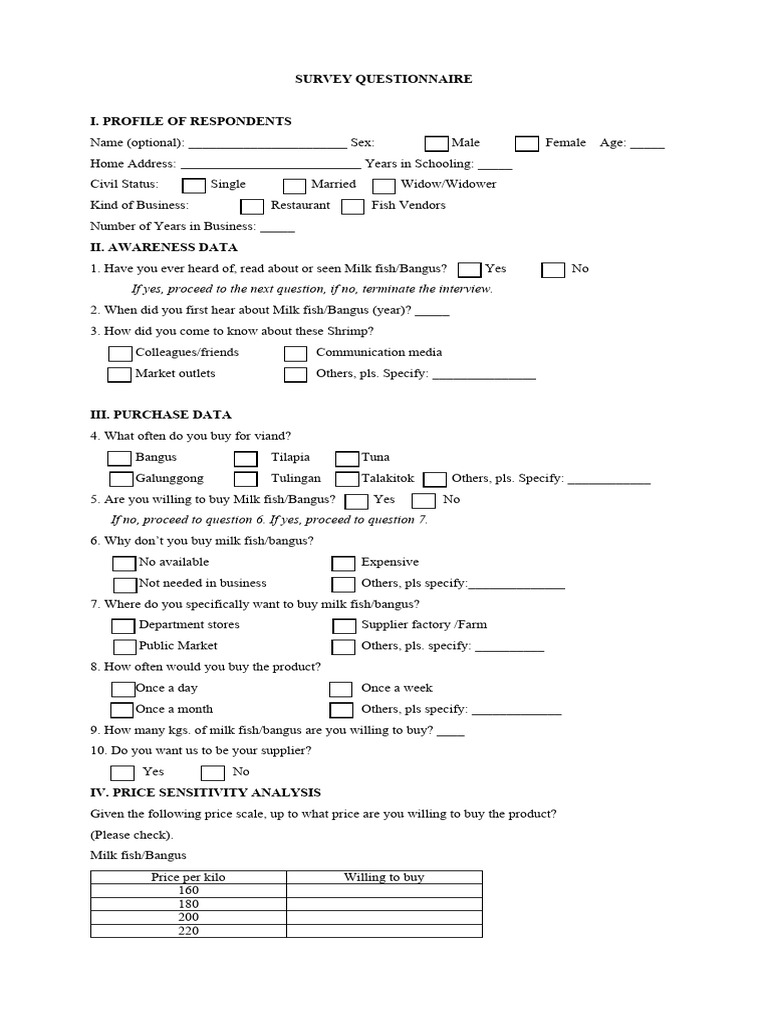 Survey Questionnaire | PDF