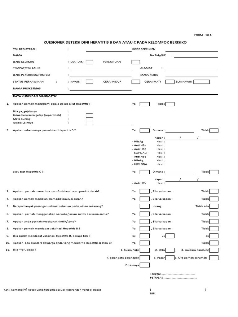Form Hepatitis Buk Meti | PDF