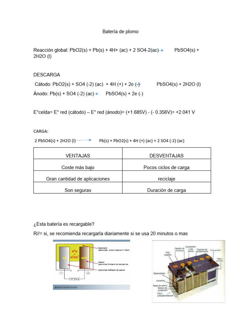 Batería de Plomo y Celda Seca | PDF
