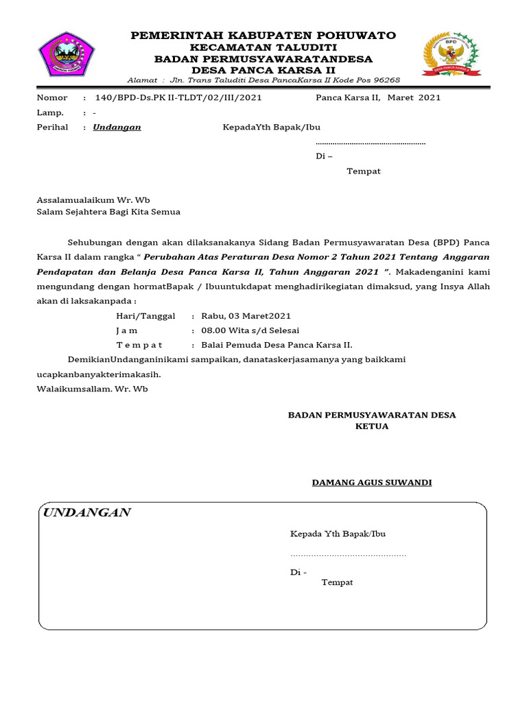 Surat Permintaan Laporan Realisasi | PDF