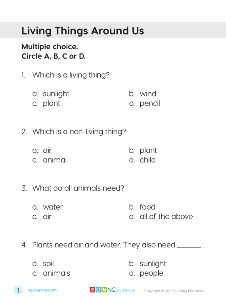 K NGScience Living Things Around Us AP | PDF | Plants | Life