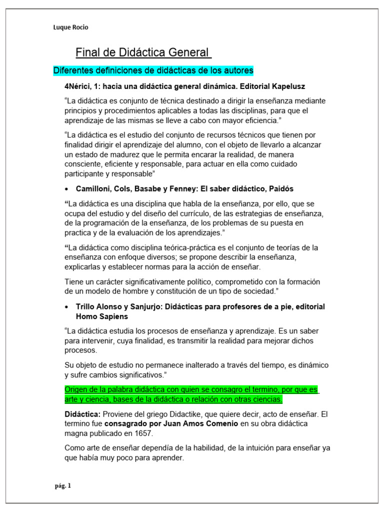 Final de Didáctica General | PDF | Enseñando | Aprendizaje