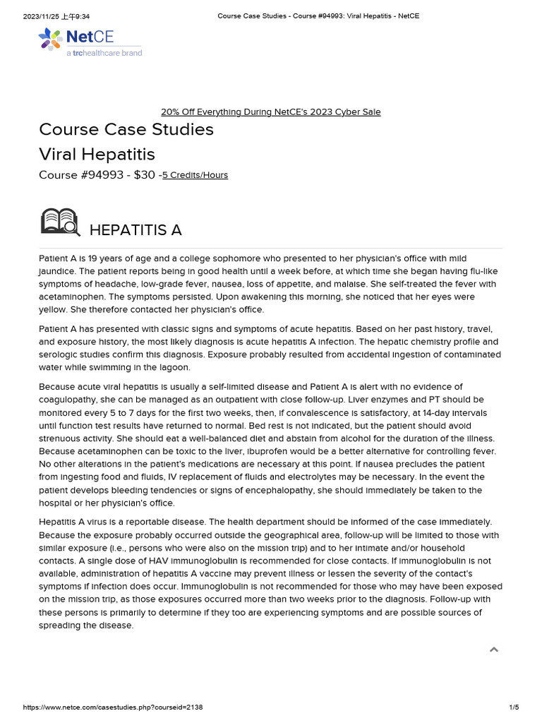 Viral Hepatitis Case Studies Overview | PDF | Hepatitis C | Hepatitis