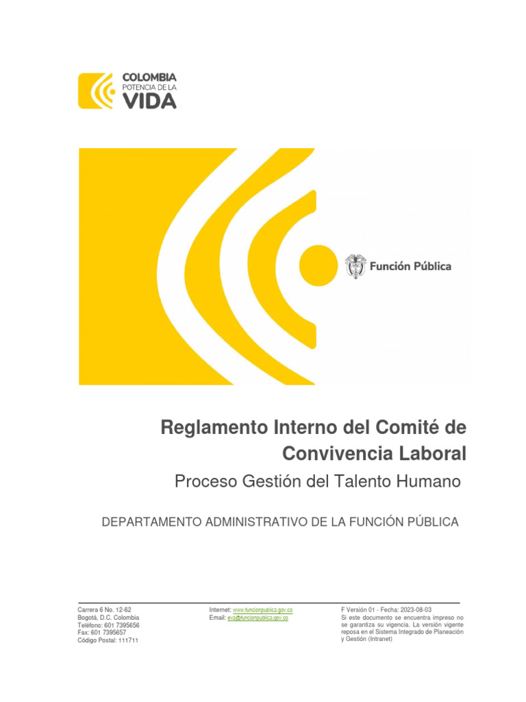 Reglamento Interno Comite Convivencia Laboral v1 | PDF | Acoso sexual