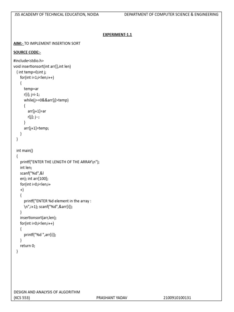 Daa Experiments | PDF | Algorithms | Software Engineering