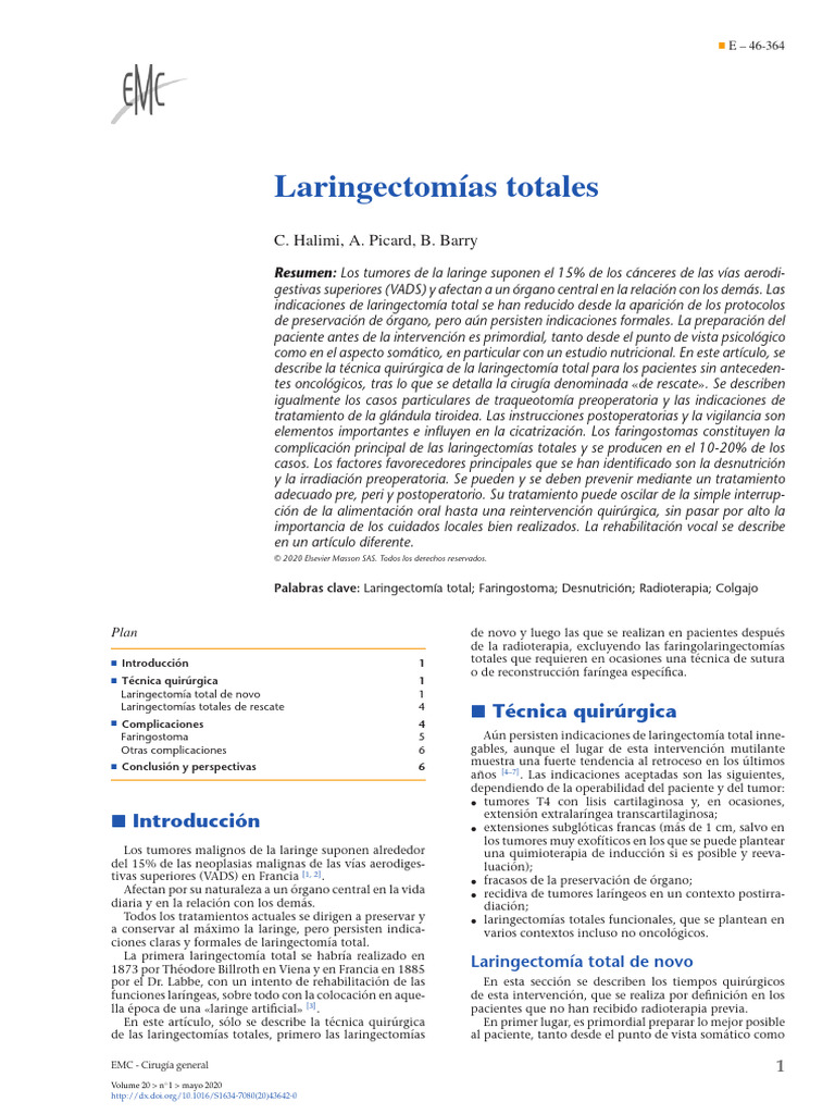 Laringectomia Total Técnica | PDF | Tiroides | Cáncer