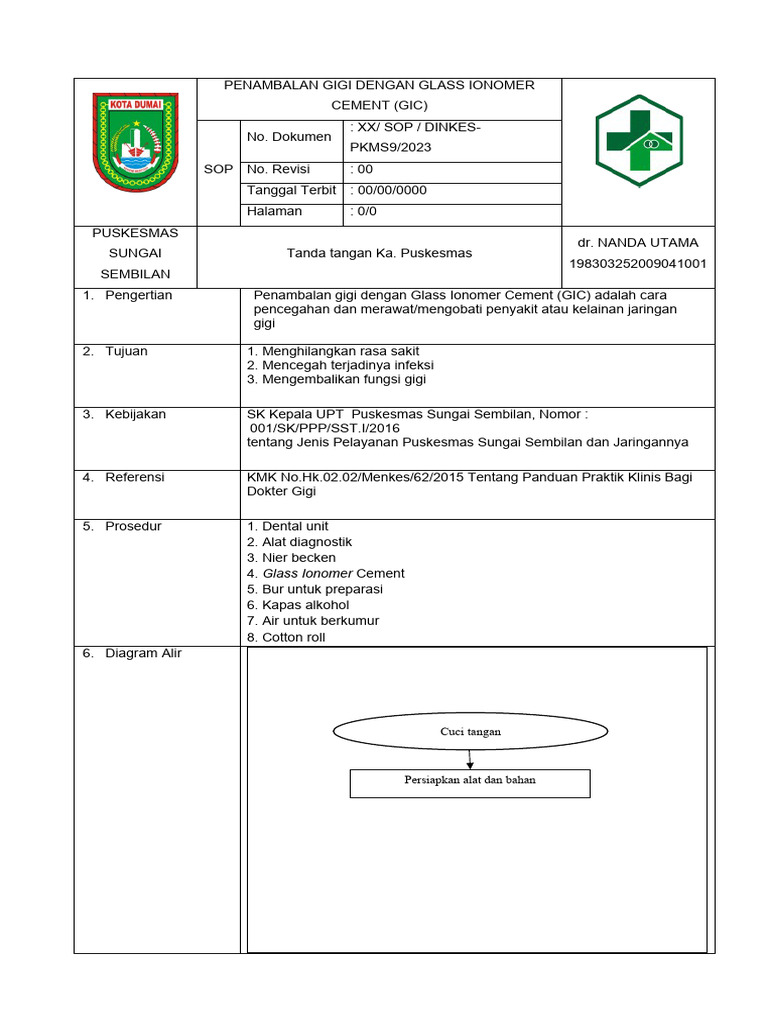 Penambalan Gigi Dengan Glass Ionomer Cement (Gic) | PDF