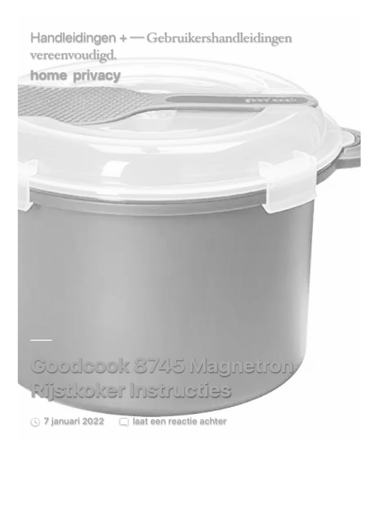 Goodcook 8745 Magnetron Rijstkoker Instructies - Handleidingen+ | PDF