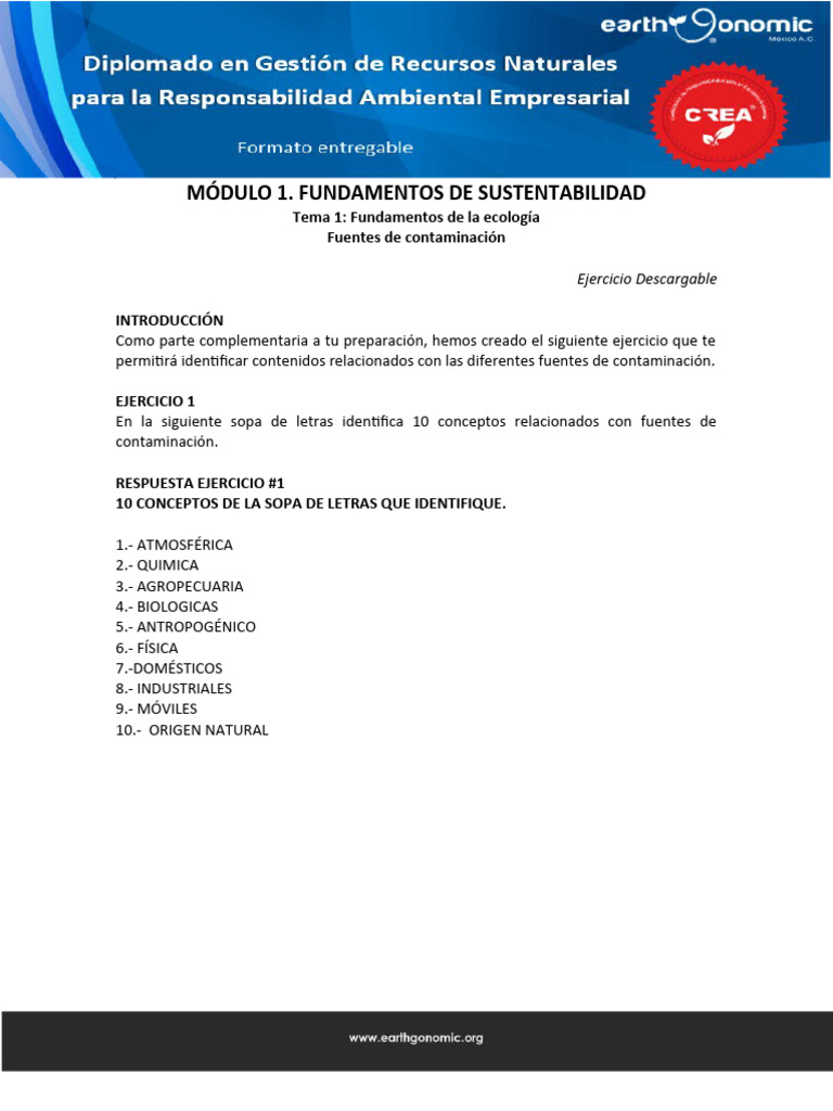 Entregable Sopa de Letras | PDF | Contaminación | Residuos