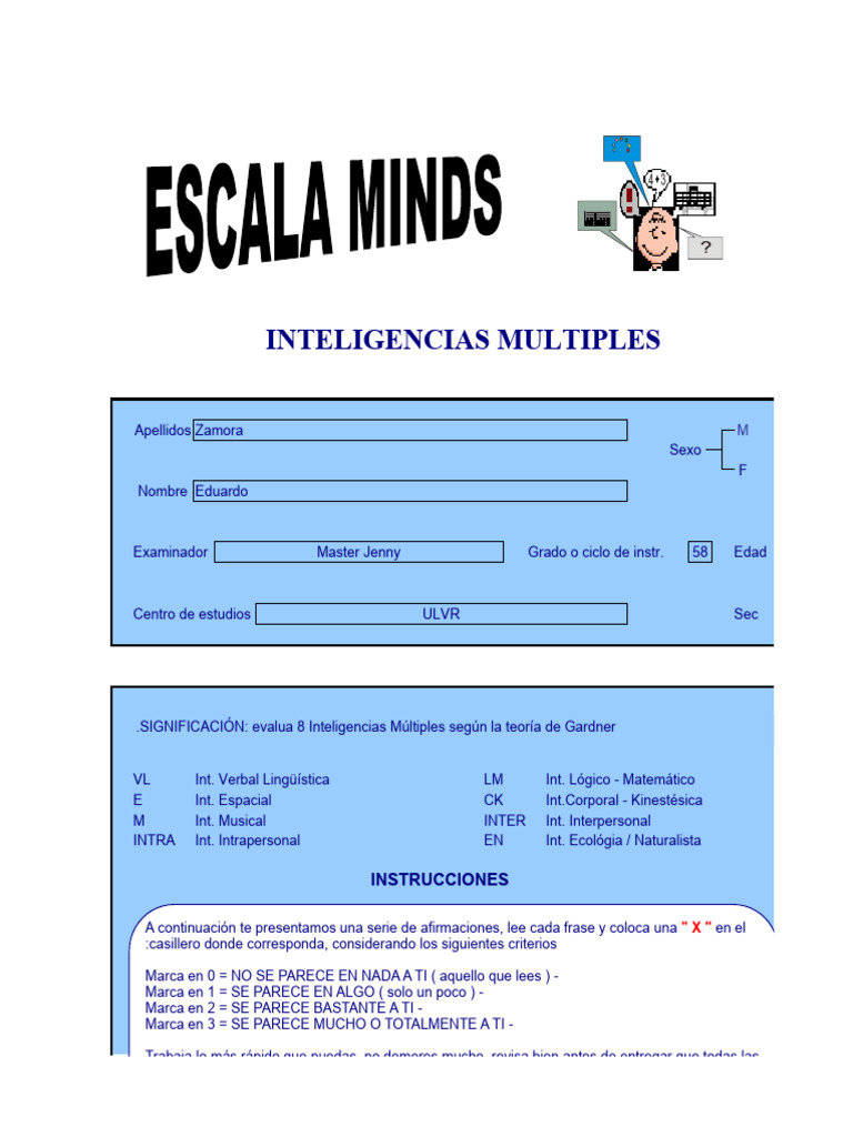 Test de Inteligencias Multiples CORREGIDO | PDF | Inteligencia | Cognición