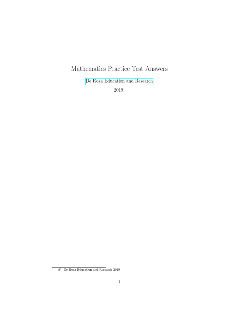 Selective School Mathematics Sample Test 4 - Answers - Year 9 Entry ...
