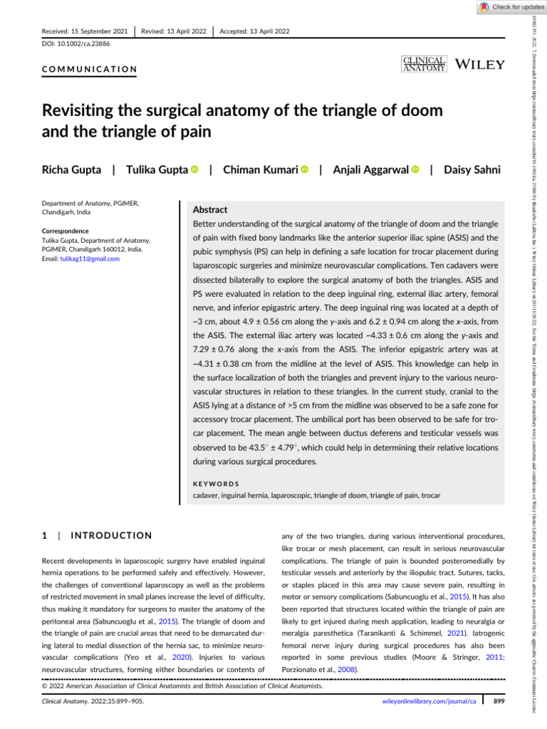 Surgical Anatomy of Triangles of Doom and Pain | PDF | Abdomen