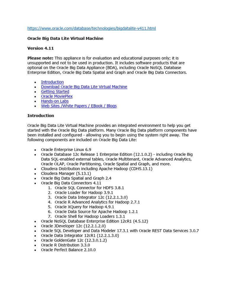 Oracle Big Data | PDF | Apache Hadoop | Databases