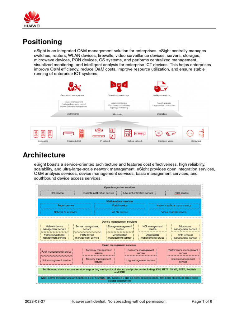 Huawei Esight 23.0 Brochure | PDF | Computer Network | Network Switch