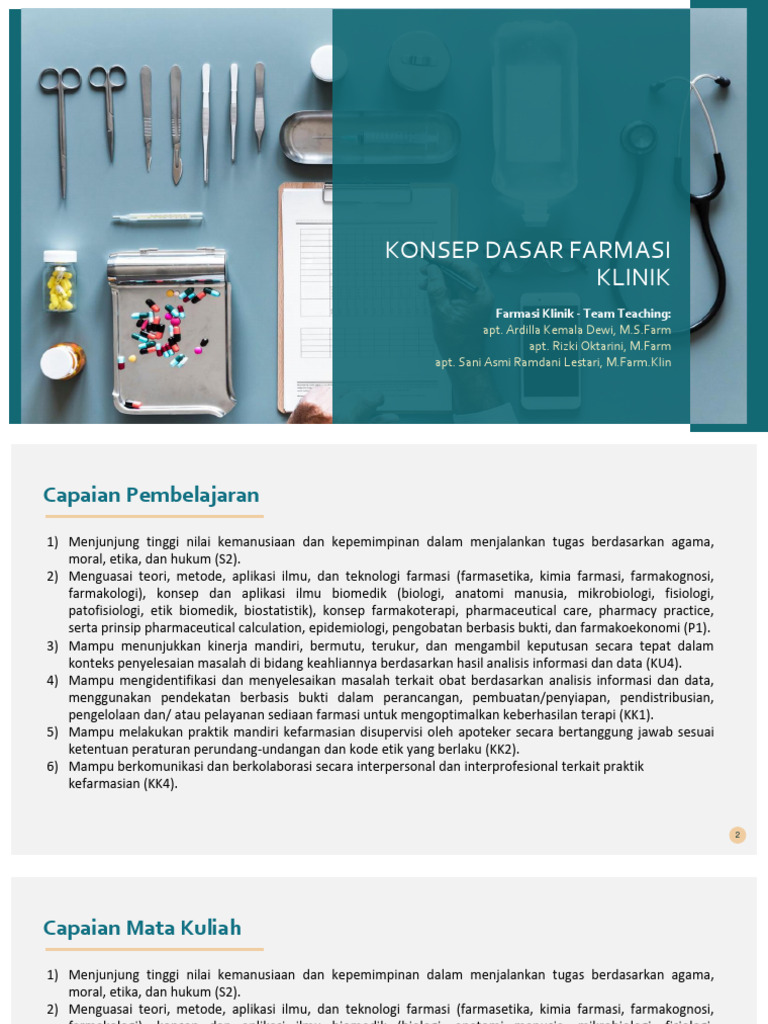 Konsep Dasar Farmasi Klinik | PDF