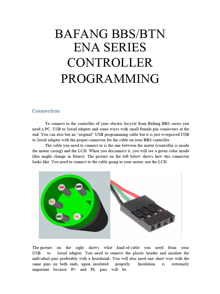 ENA&BBS Controller Reprogram Manual | PDF | Electric Motor | Electrical Connector