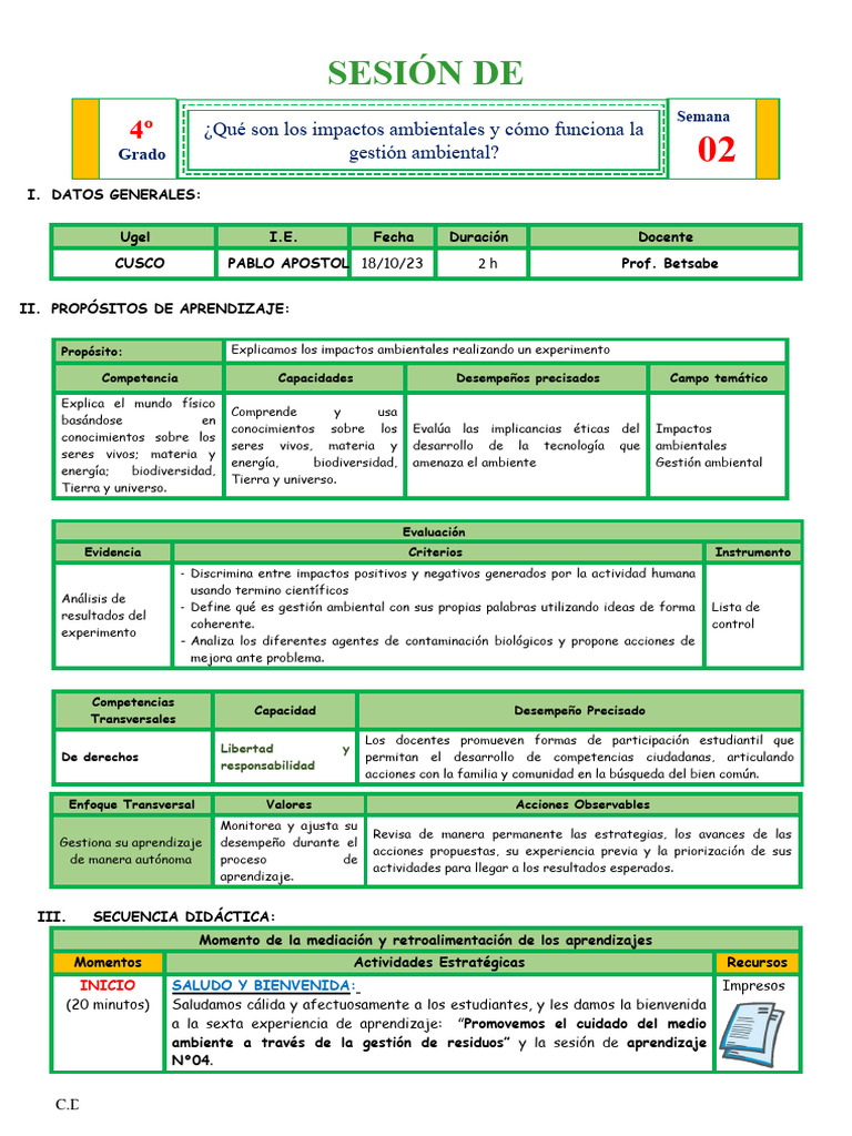 4° Sesión de Aprendizaje Sesión 4-Sem.2-Exp.6-Cyt | Descargar gratis PDF | Energía renovable ...