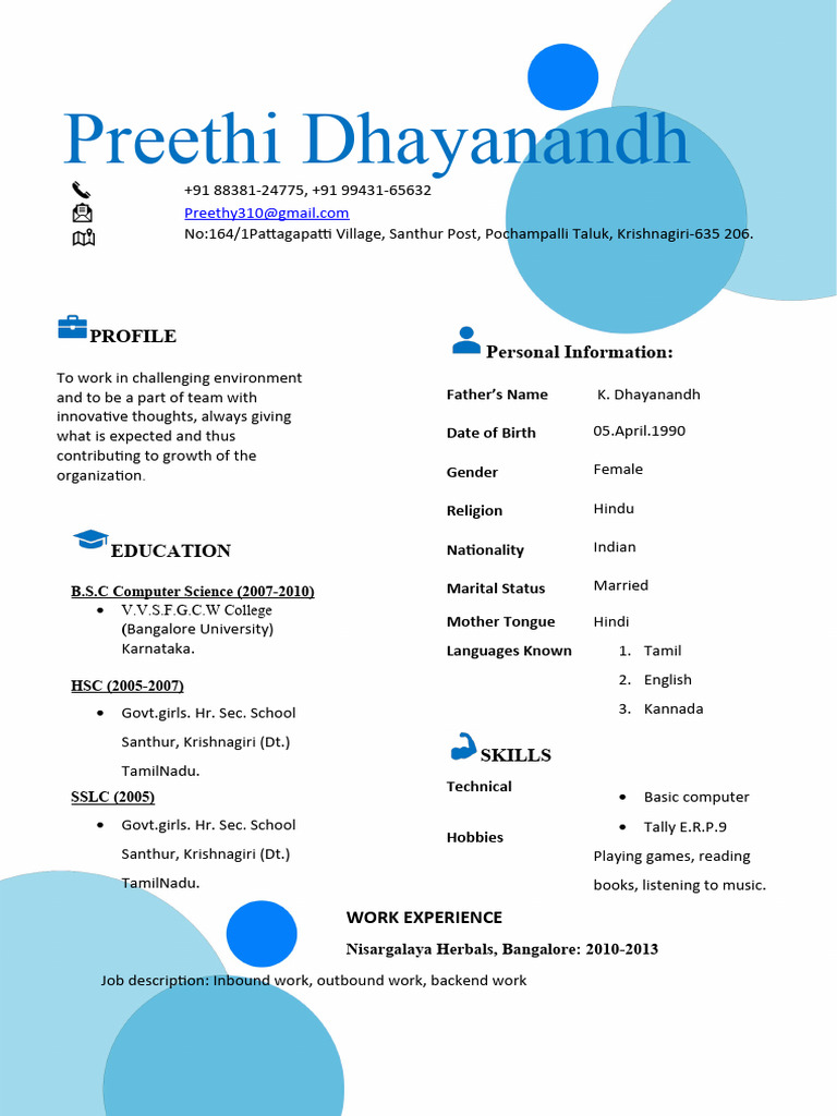 Preethi Resume (2022) | PDF