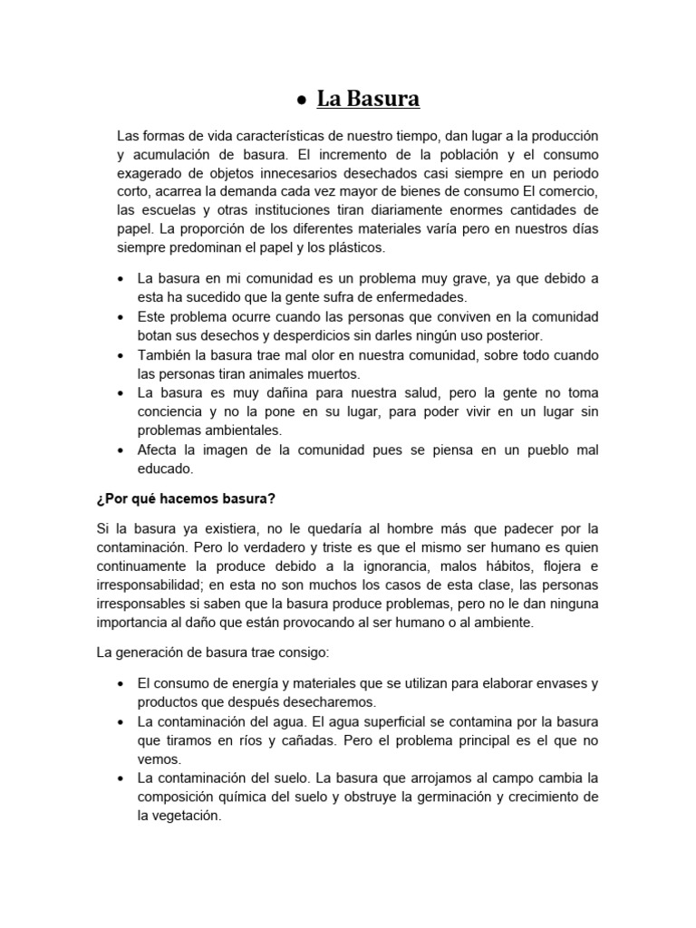 La Basura | PDF | Residuos | Contaminación
