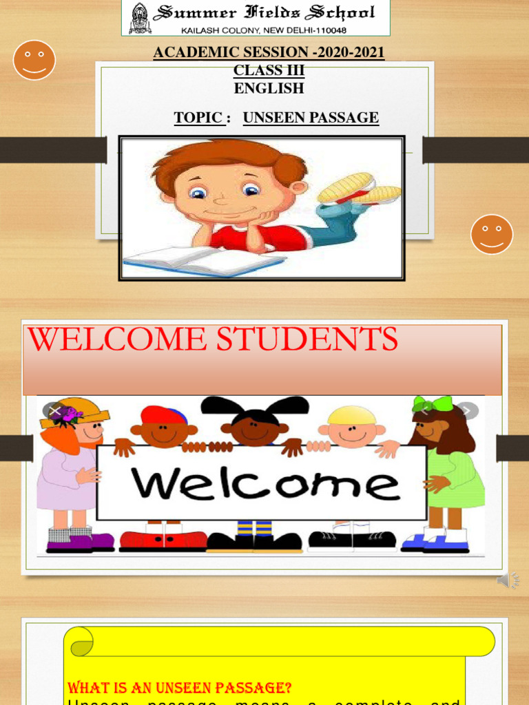 Class III Subject English Topic Unseen Passage 2020 2021 | PDF | Career ...