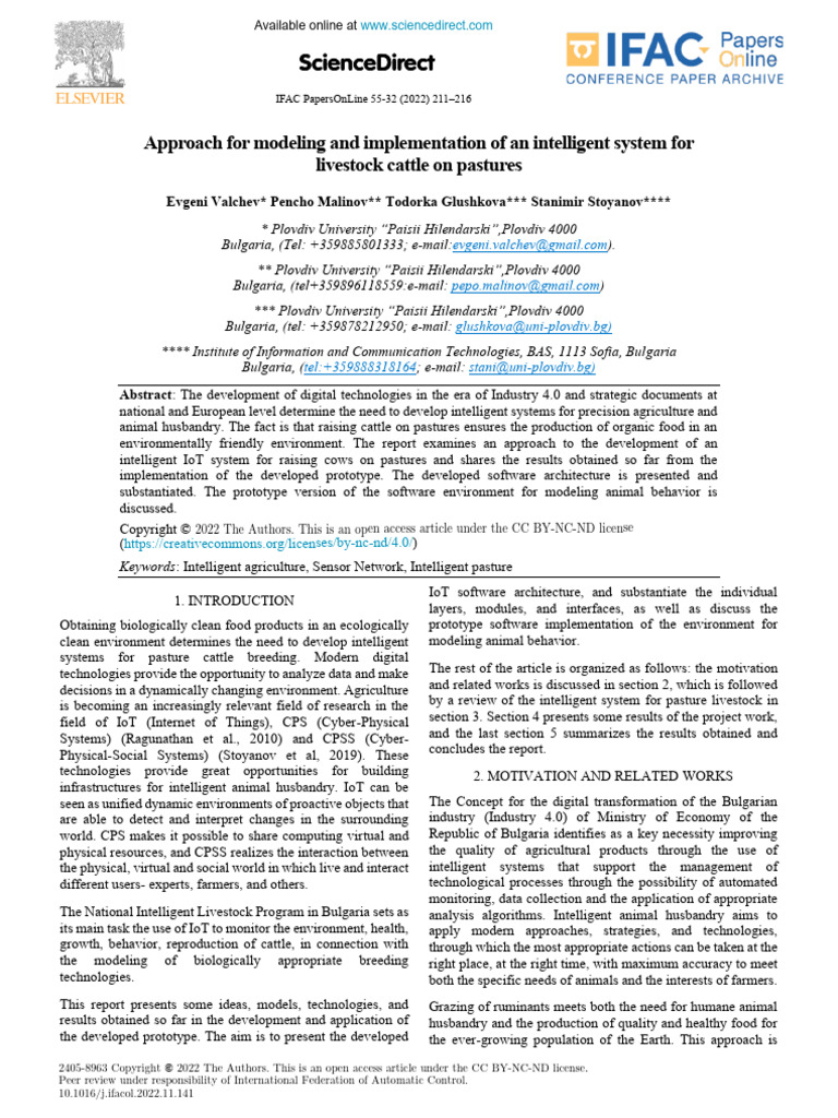 Approach For Modeling and Implementation of An Intelligent S - 2022 - IFAC Paper | PDF ...