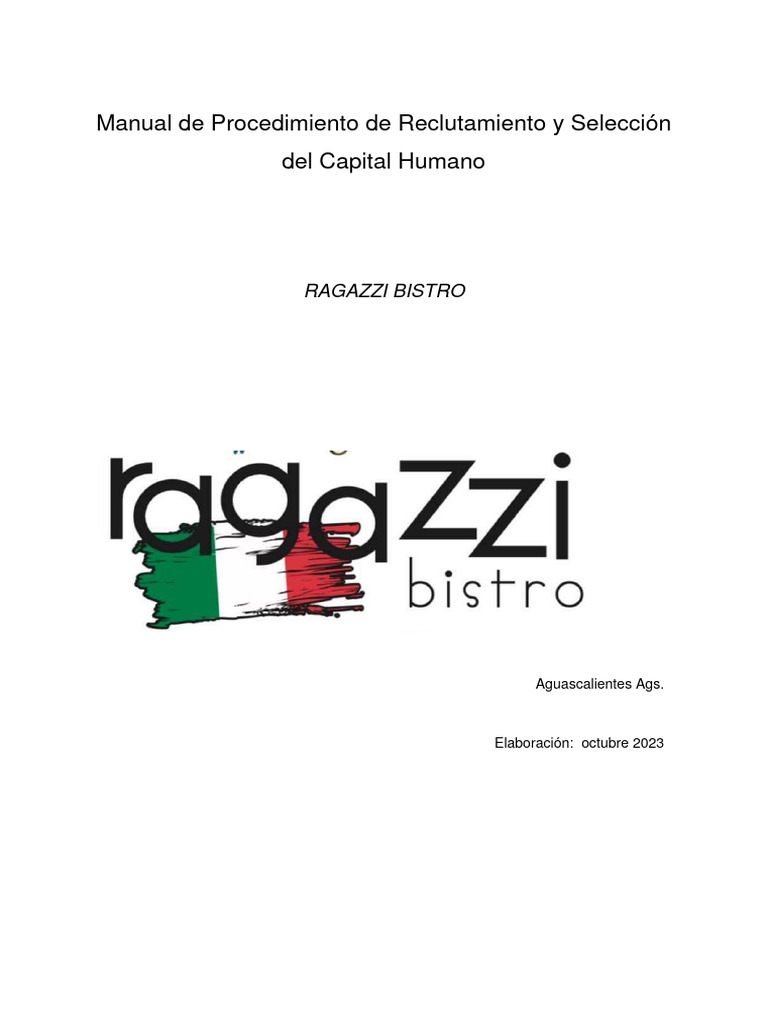 Manual de Procedimiento de Reclutamiento y Selección Ragazzi | PDF | Reclutamiento | Gestión de ...
