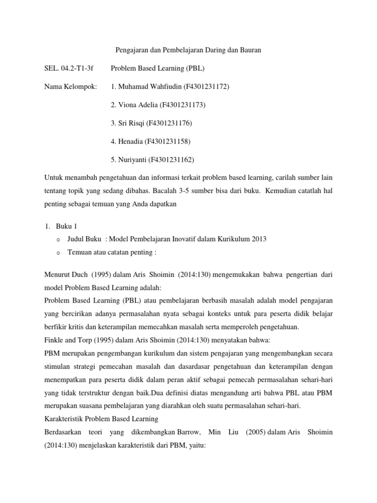 SEL. 04.2-T1-3f Problem Based Learning (PBL) | PDF