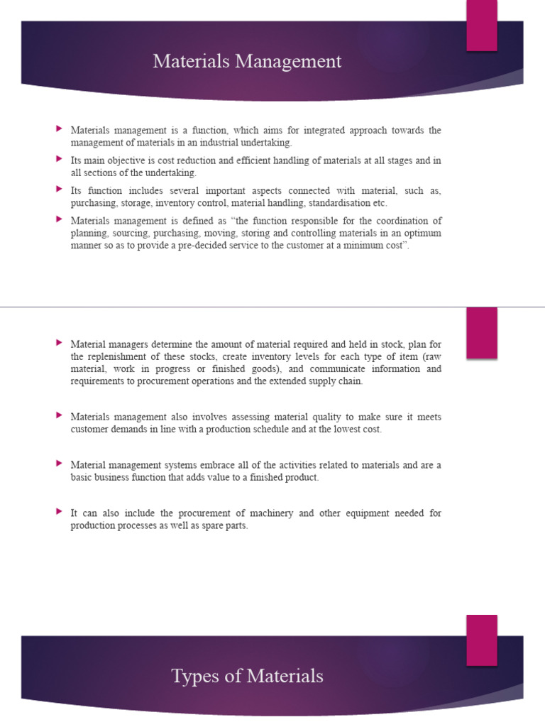 Materials Management | PDF | Inventory | Lean Manufacturing