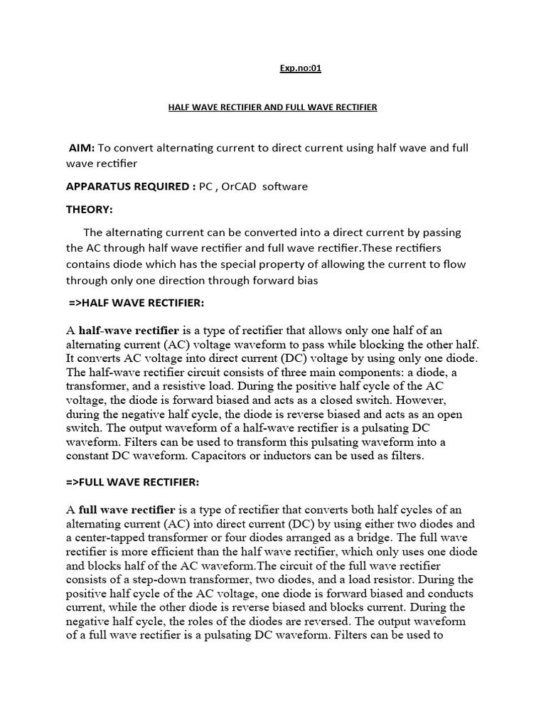 Half and Full Wave Rectifier Overview | PDF | Rectifier | Direct Current
