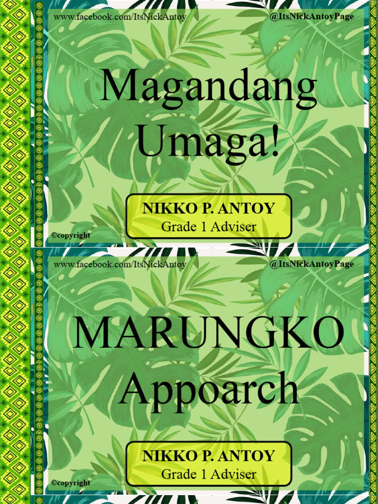 Aralin 1 Letter MM Marungko Appoarch by Nick Antoy | PDF