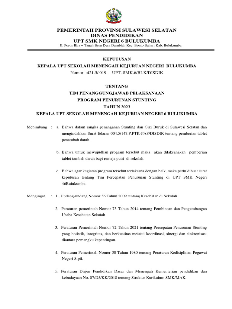 SK TIM Stunting | PDF