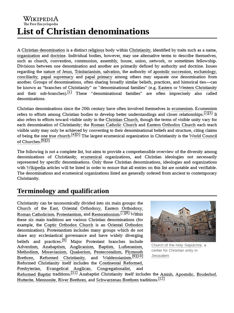 List of Christian Denominations | PDF | Christian Denomination ...